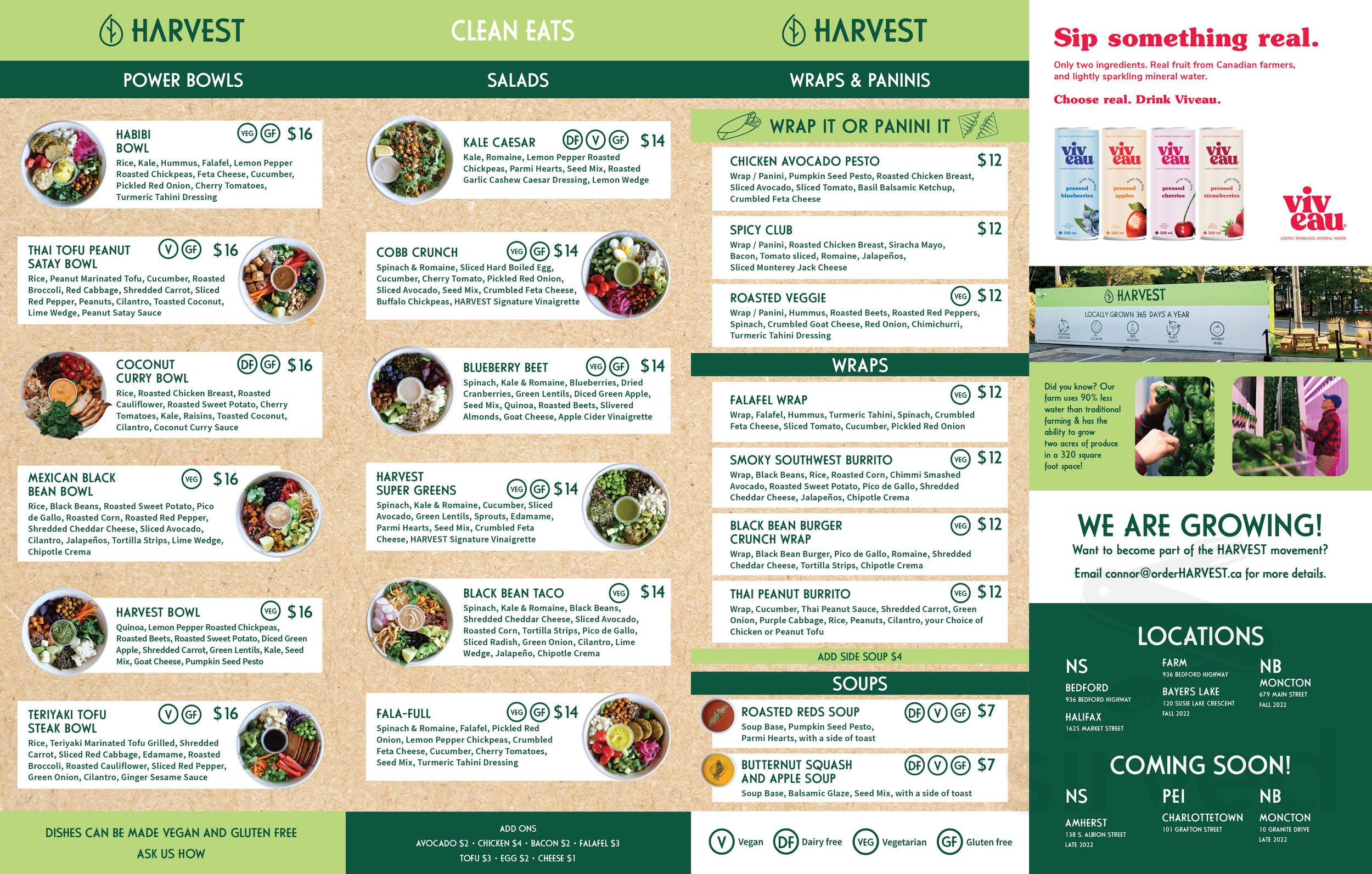 Menu - Halifax NS's HARVEST Clean Eats (Halifax) | Sirved