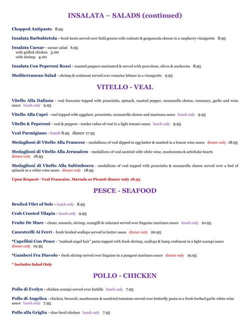 Sal De Forte's menu in Ewing Township, New Jersey, USA