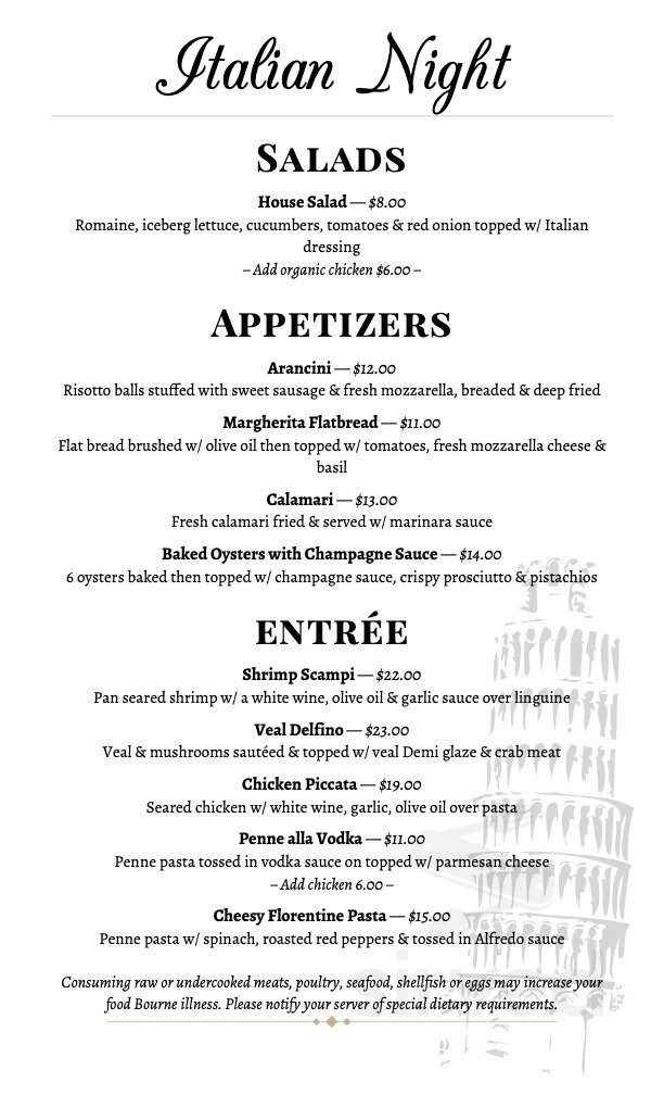 Ashley's Signature Restaurant menu in Easton, Pennsylvania, USA