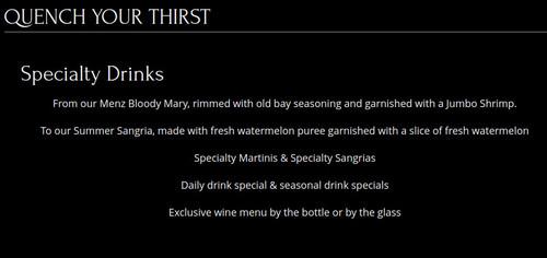 Menz Restaurant & Bar menu in Rio Grande, New Jersey, USA