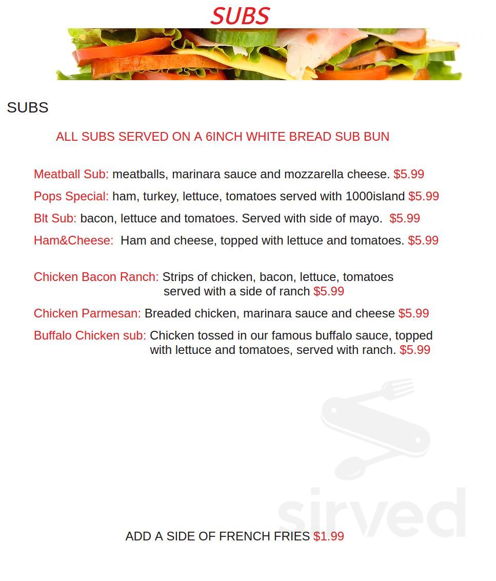 Pops Pizza menu in Quincy, Illinois, USA