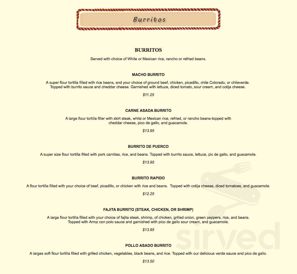 2 Margaritas Family Restaurant menus in Allyn, Washington, United States