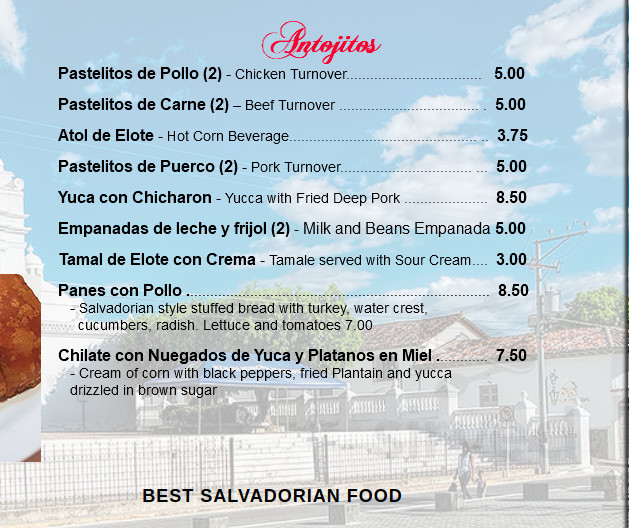 Pupusería Metapán menu in San Francisco, California, USA