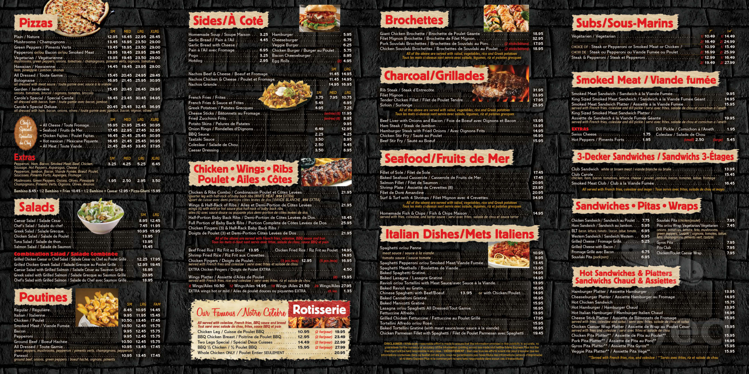 Carole's Restaurant Hawkesbury menus in Hawkesbury, Ontario, Canada
