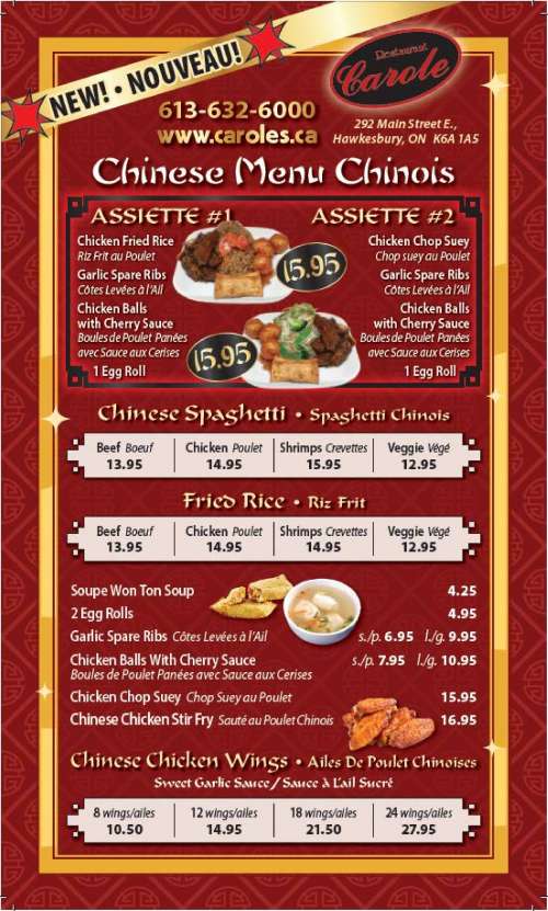 Carole's Restaurant Hawkesbury menu in Hawkesbury, Ontario, Canada