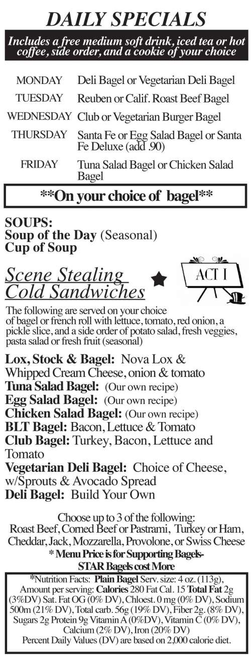 42nd Street Bagel Cafe menu in Claremont, California, USA