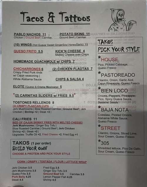 Exit One Taproom menu in Florida City, Florida, USA