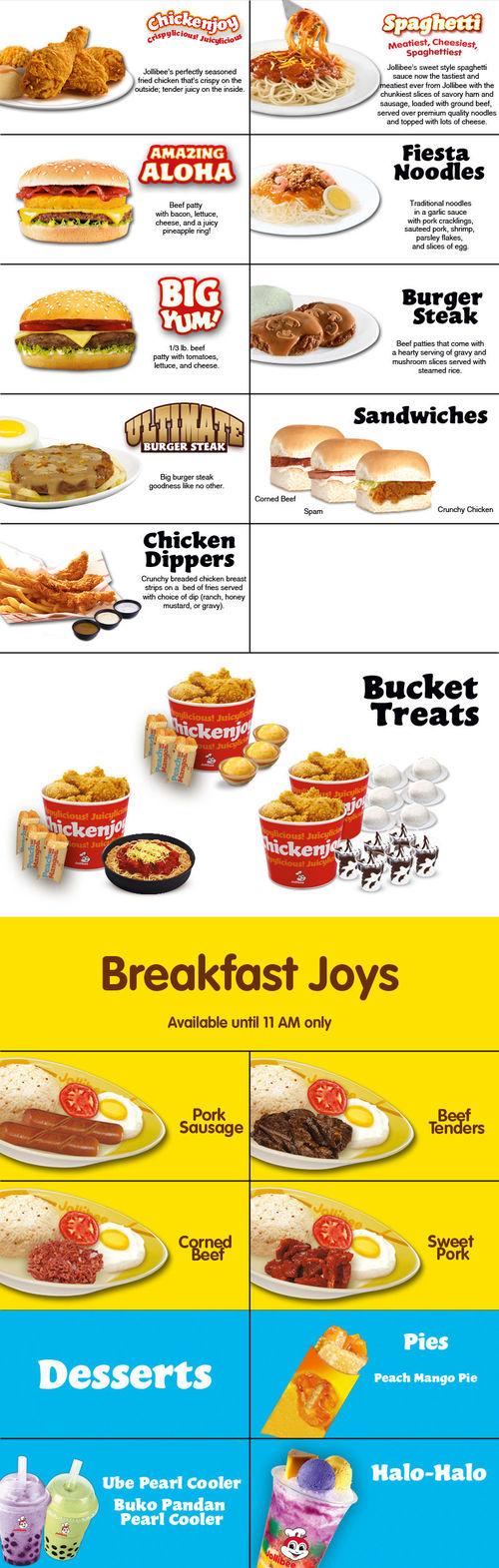 Jollibee menu in Delano, California, USA