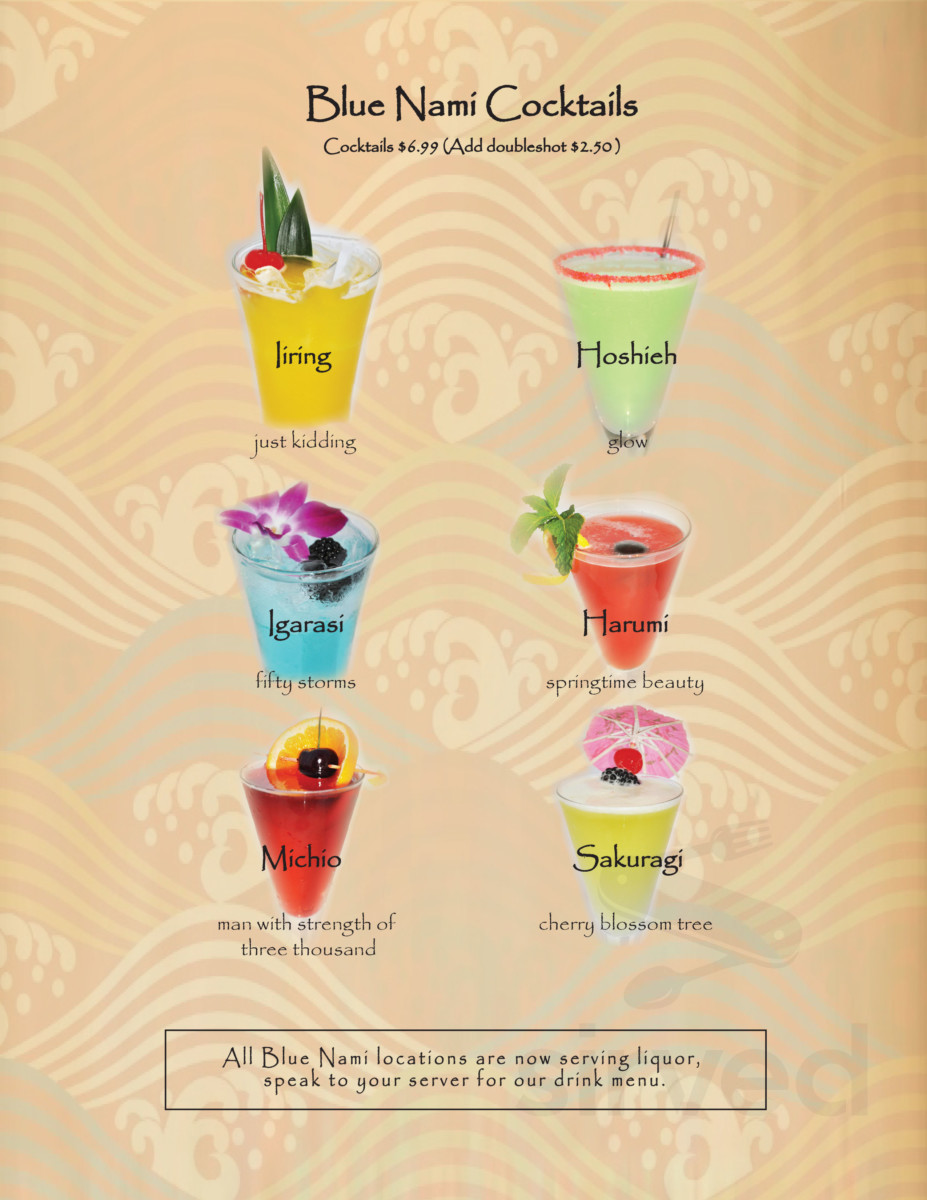 Blue Nami | Sushi & Sake House menus in Orangevale, California, United ...