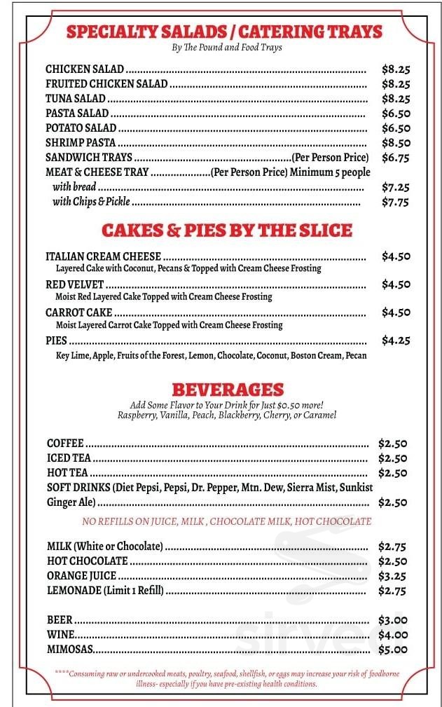 Trestle Resturant menu in Conway, South Carolina, USA