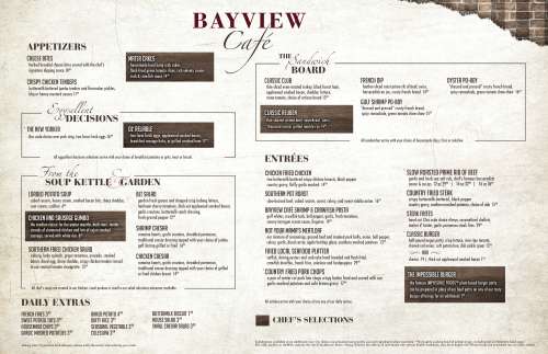 Bayview Cafe menu in Biloxi, Mississippi, USA