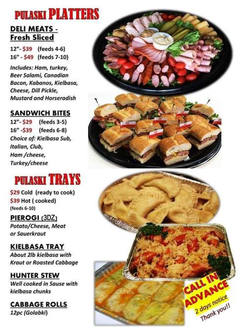 Pulaski Deli menu in Myrtle Beach, South Carolina, USA