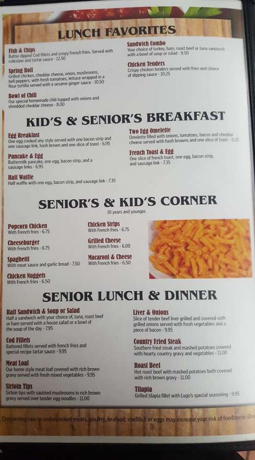 Lugo's Grill menu in Ridgecrest, California, USA