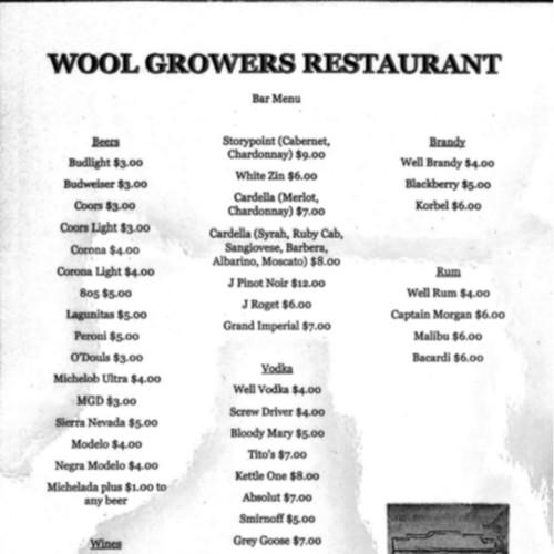 Wool Growers Restaurant menu in Los Banos, California, USA