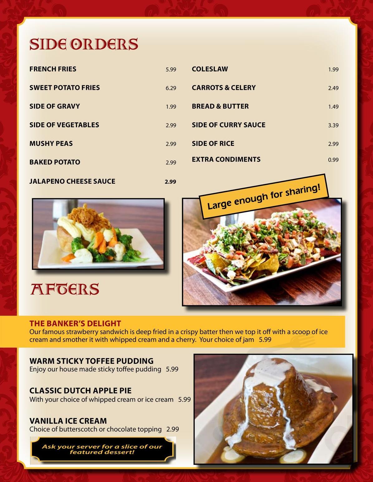 The Butcher & Banker Pub menu in Beamsville, Ontario, Canada