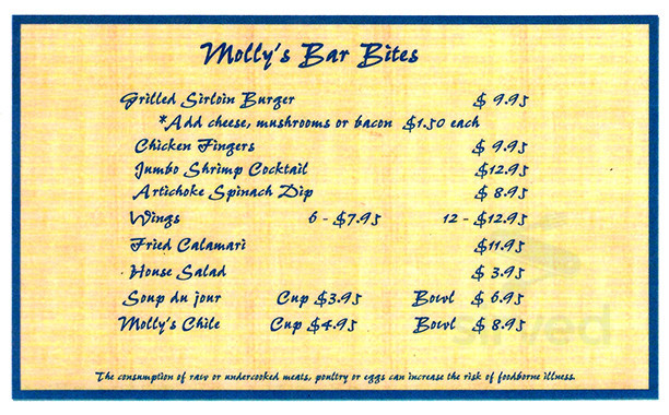 Molly Butler Lodge & Restaurant menu in Greer, Arizona, USA