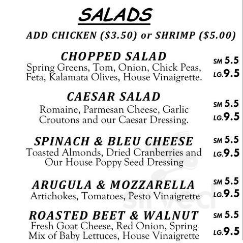 Riganato menu in Geneva, Illinois, USA