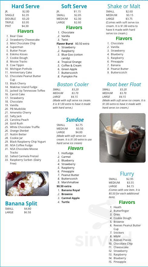 Frosty's Freezer and Pizzeria menu in Hemlock, Michigan, USA