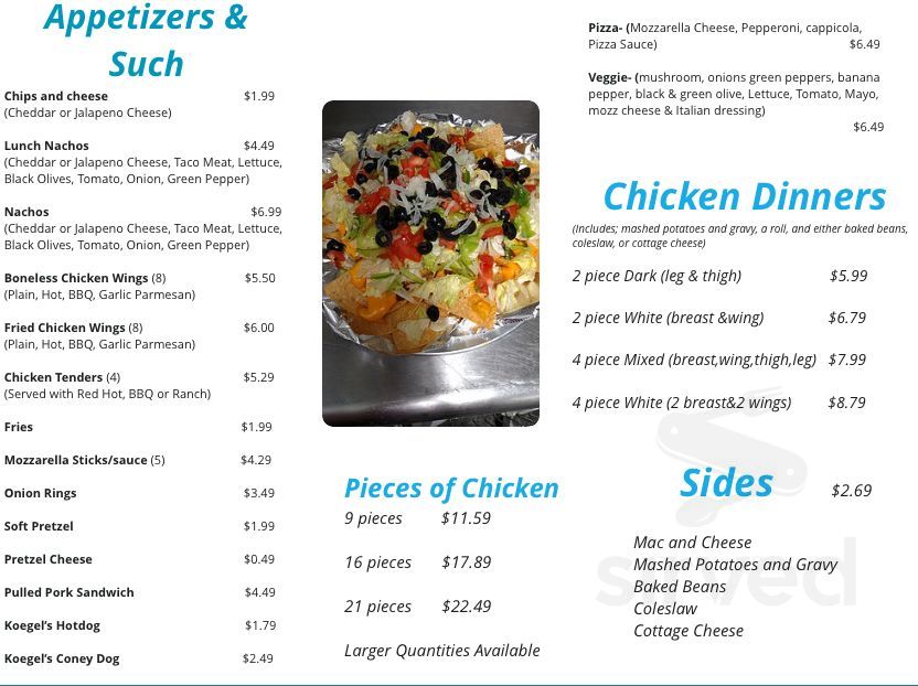 Menu - Hemlock MI's Frosty's Freezer and Pizzeria | Sirved