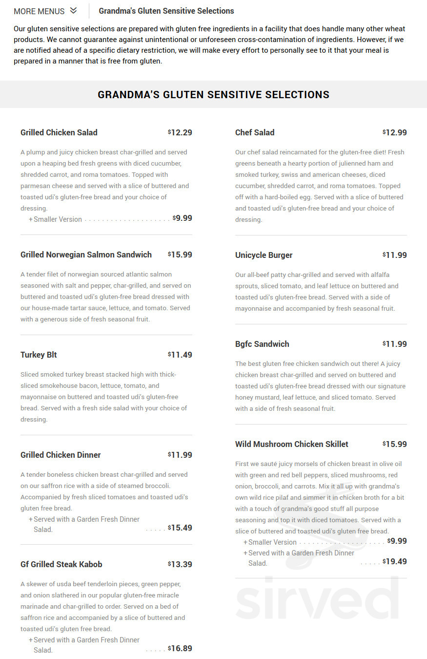 Grandma's Saloon & Grill Miller Hill menus in Duluth, Minnesota, United ...