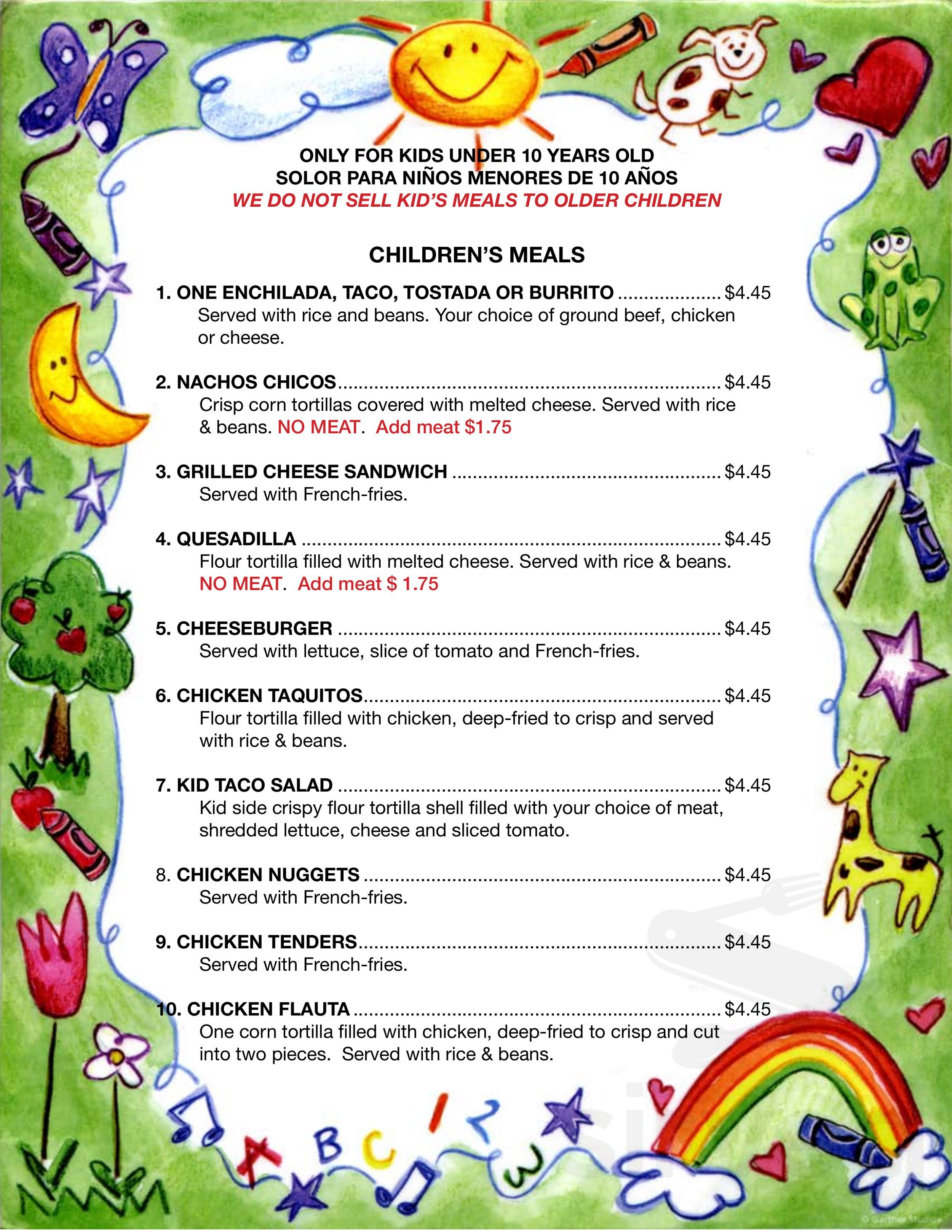 Aztecas Family Mexican Restaurant menu in Grand Junction, Colorado, USA
