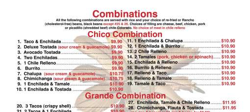 Menu for Aztecas Family Mexican Restaurant in Grand Junction, CO | Sirved