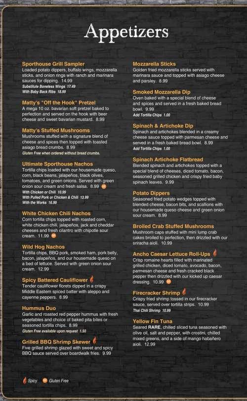 Matty's Sporthouse Grill menu in Lewisburg, Pennsylvania, USA