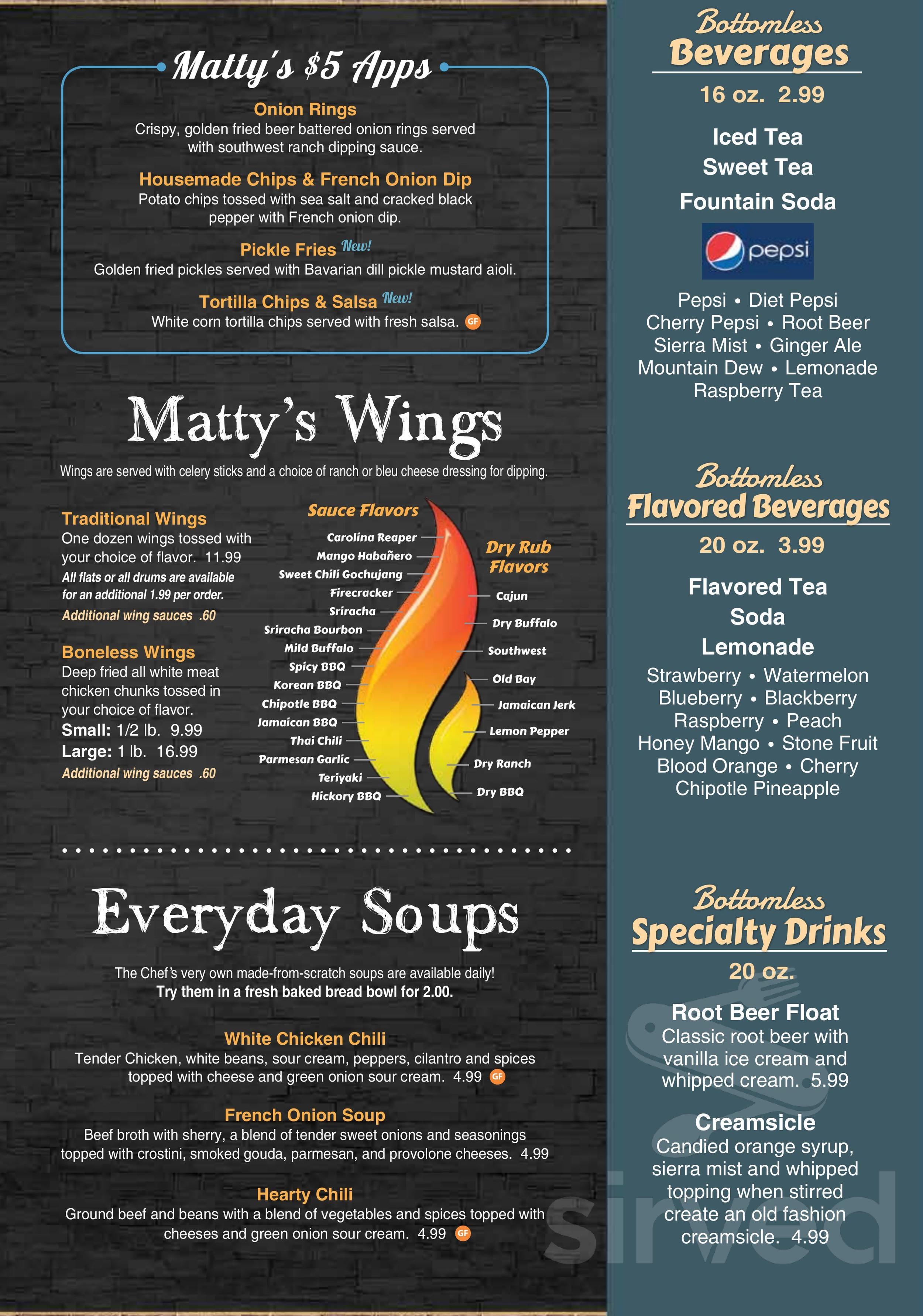 Matty's Sporthouse Grill menu in Lewisburg, Pennsylvania, USA