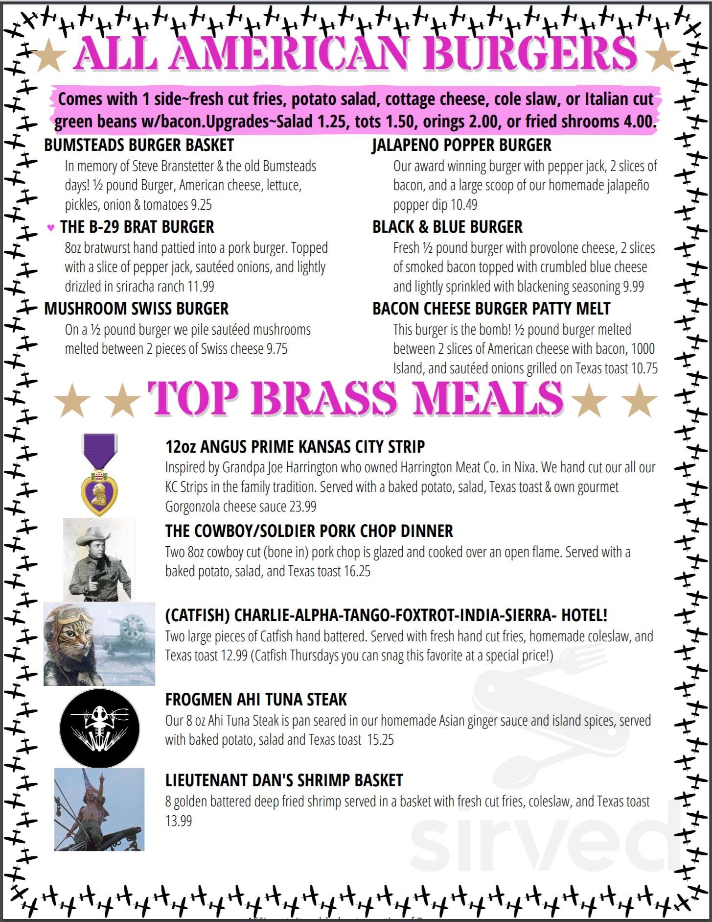 Cafe B-29 menu in Ozark, Missouri, USA