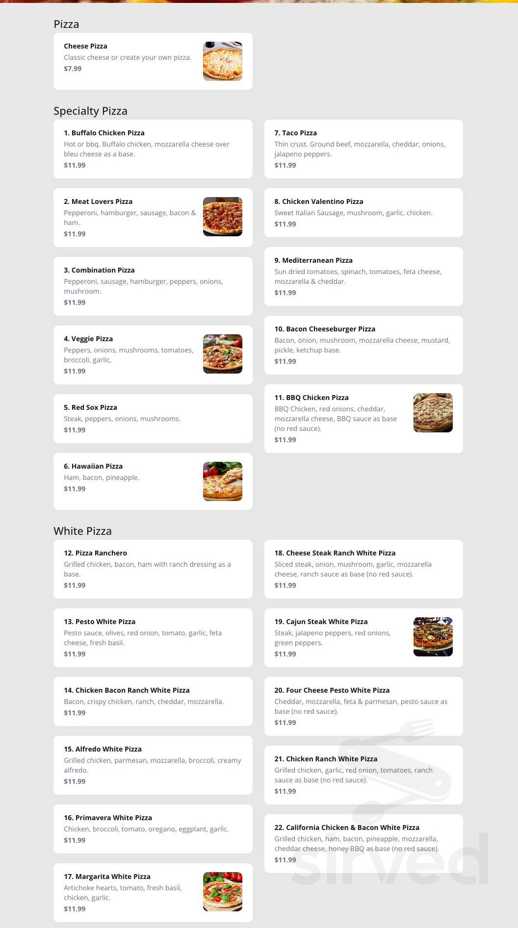 Menu - Springfield MA's Bella Milano Pizza | Sirved