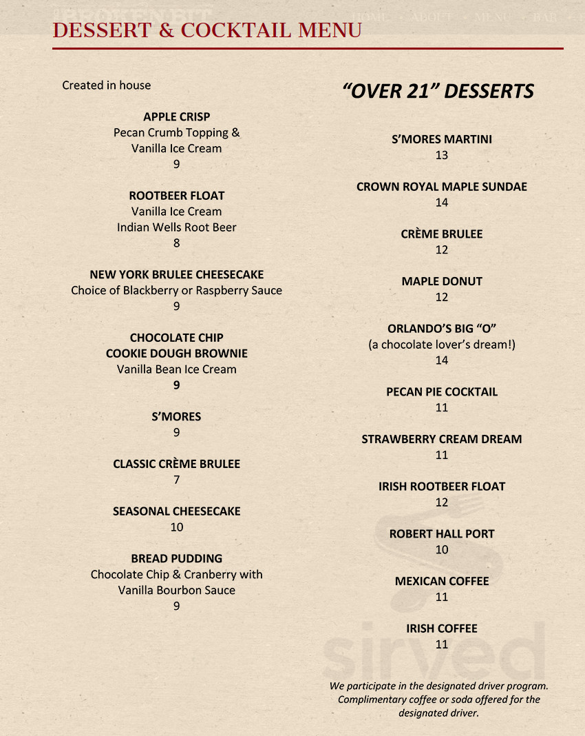 Broken Bit Steakhouse Menu In Lancaster California USA Broken Bit Steakhouse Menu In Lancaster California USA