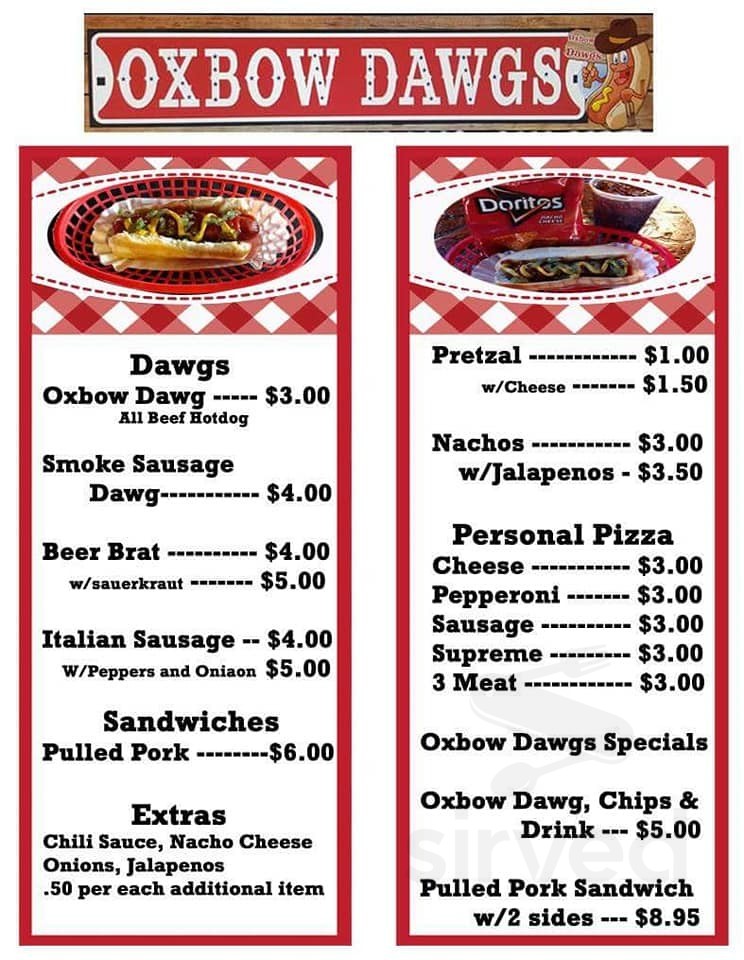 Menu for The Oxbow Saloon in Payson, AZ | Sirved