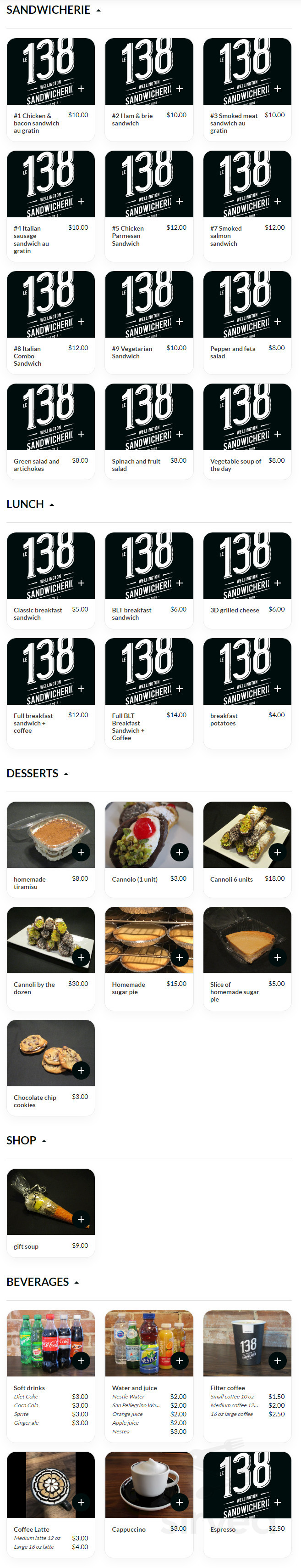 Le 138 Restaurant menu in Gatineau, Quebec, Canada