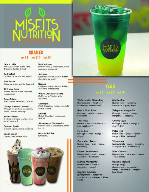 Misfits Nutrition menu in Queens, New York, USA
