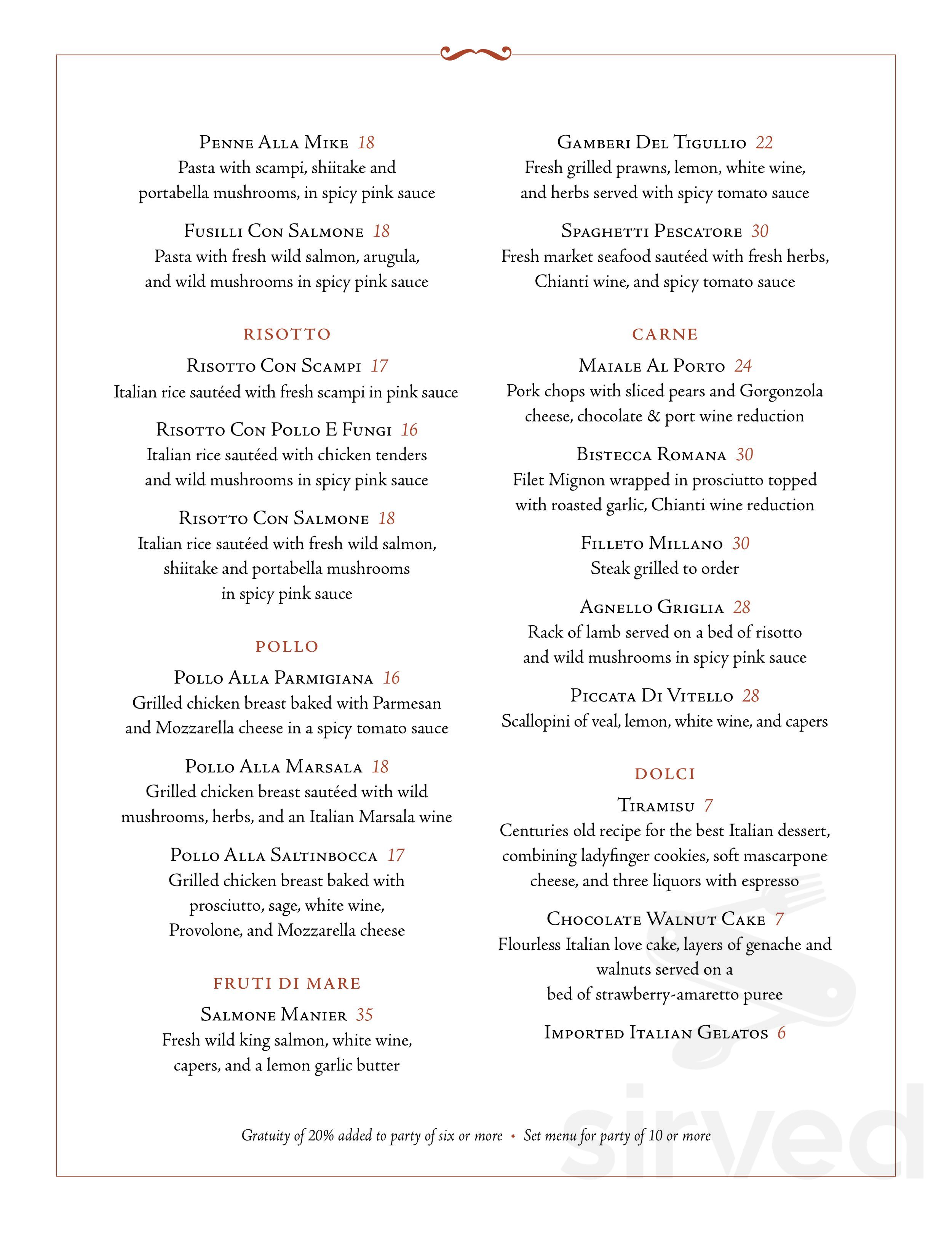 Bistro Baffi menu in Normandy Park, Washington, USA