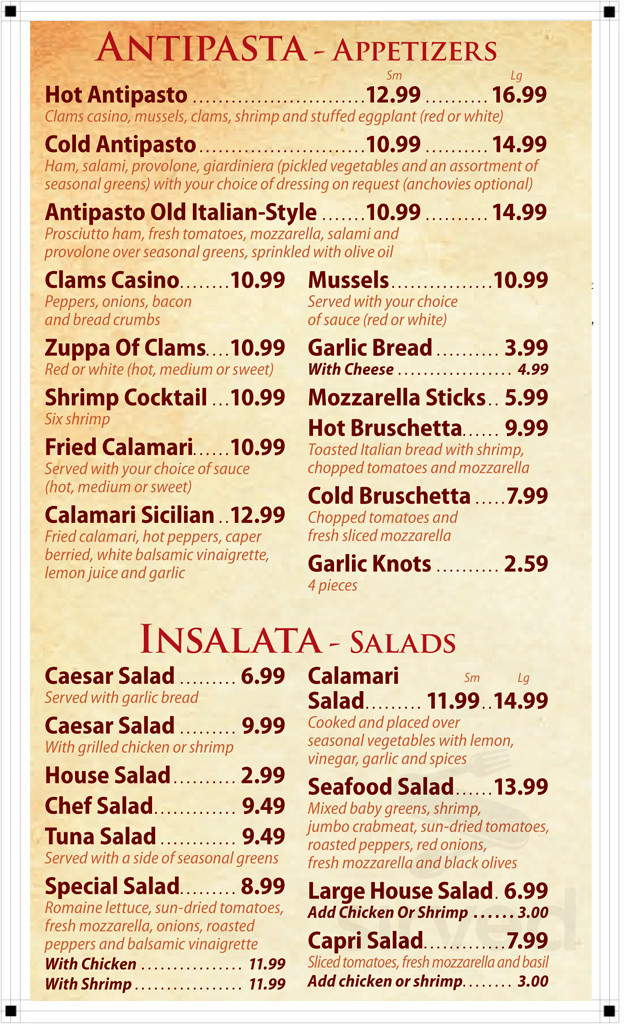 Menu for Villa María Restaurant in Trenton, NJ | Sirved