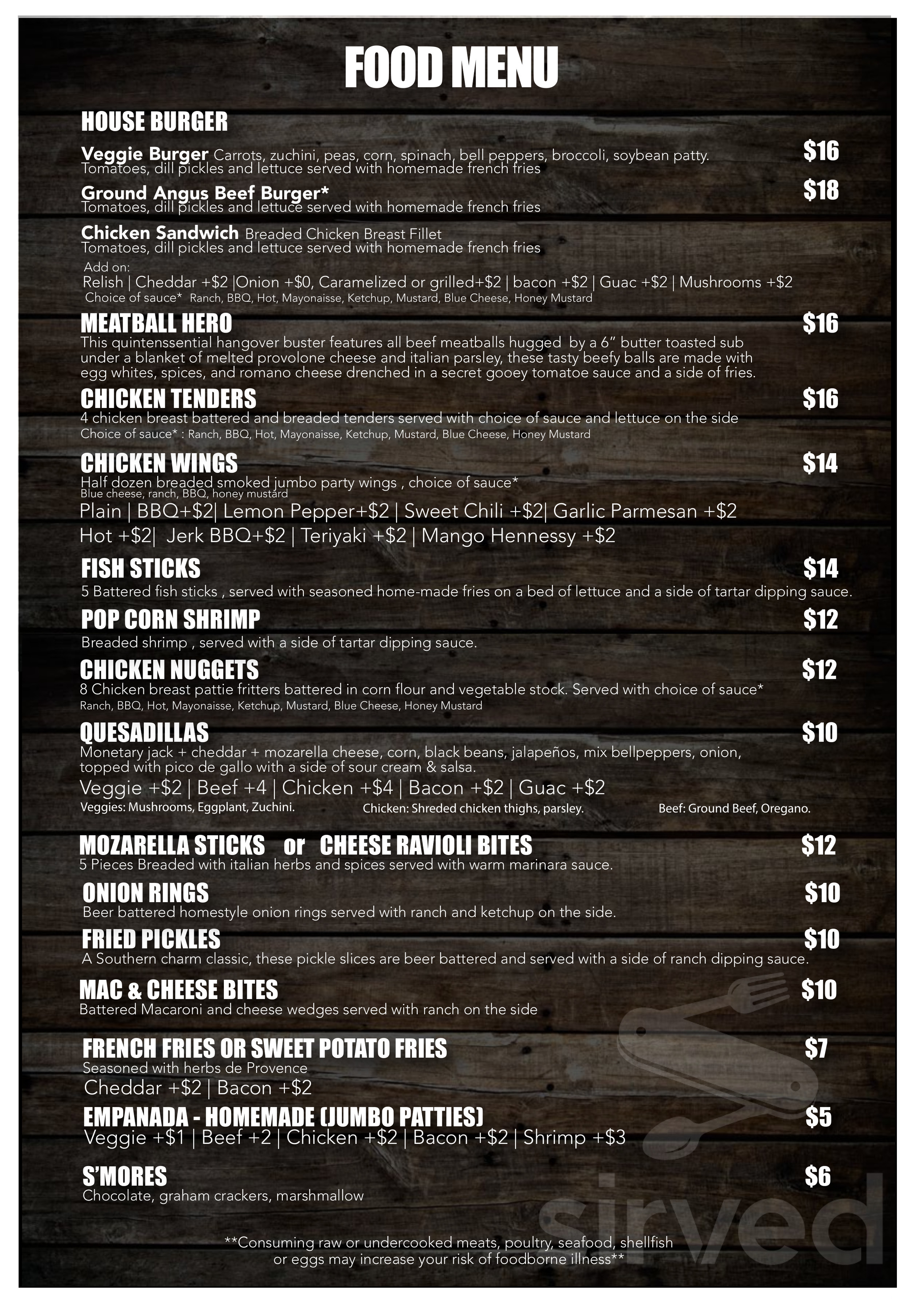 Harlem Nights menu in New York, New York, USA