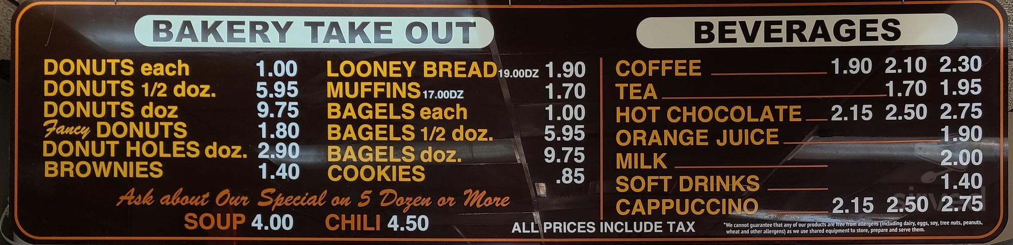 The Looney Baker menu in Livonia, Michigan, USA