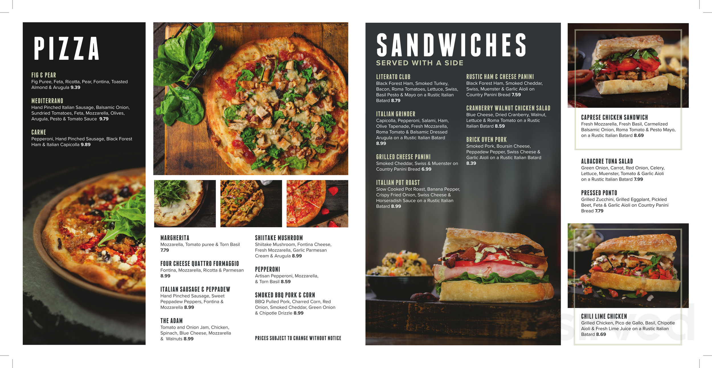 Cafe Literato menu in West Lafayette, Indiana, USA