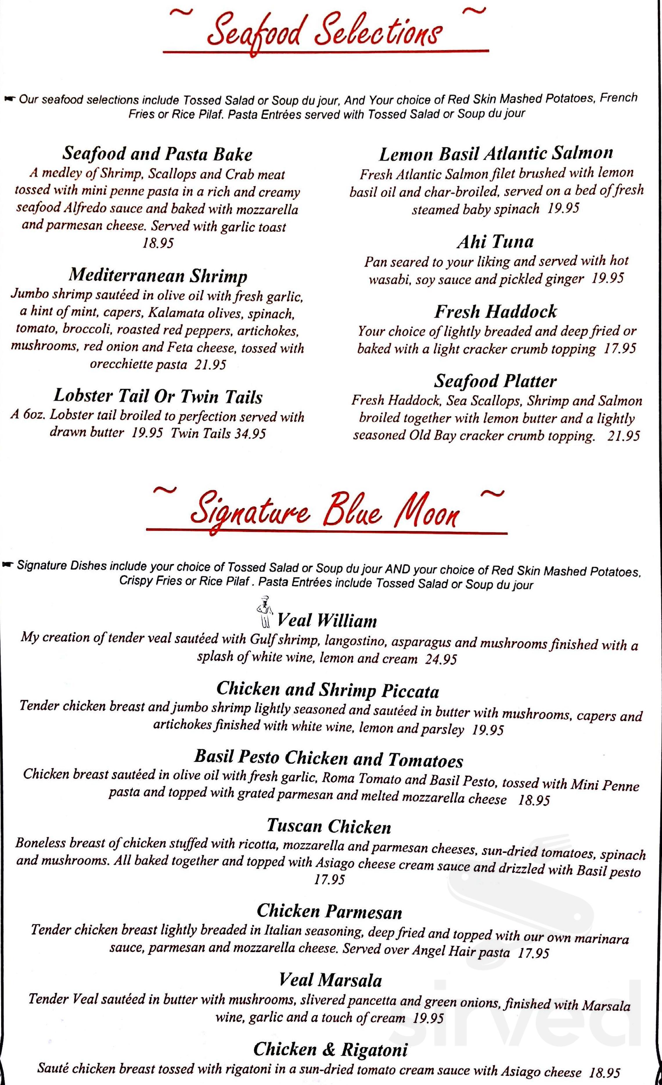 Blue Moon Grill menus in Fulton, New York, United States