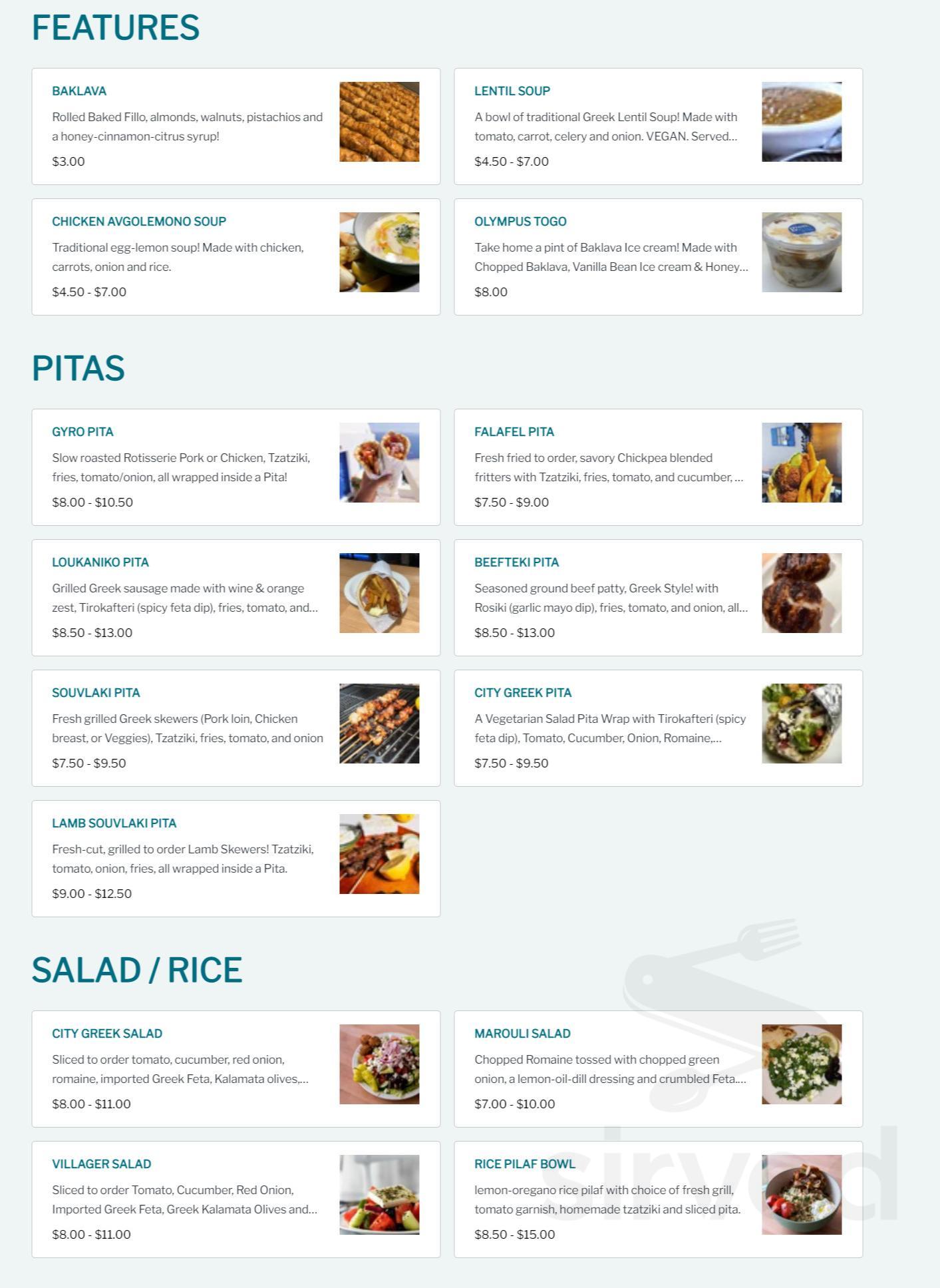 Greek Belly menu in Springfield, Missouri, USA