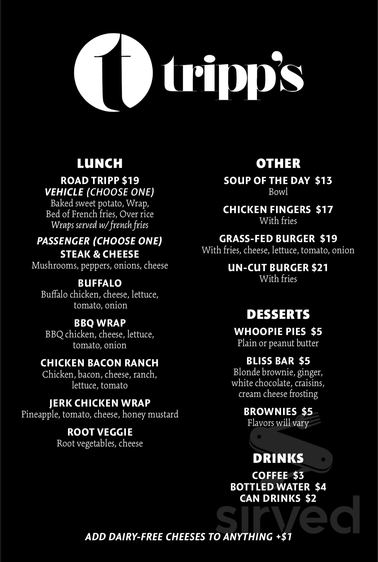 Ona-Tripp (Tripps Farmhouse Cafe food truck) menu in Newry, Maine, USA