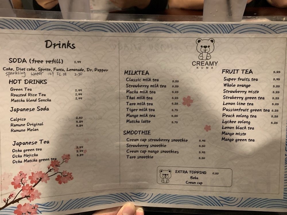Shabu-Shabu menu in Nashville, Tennessee, USA