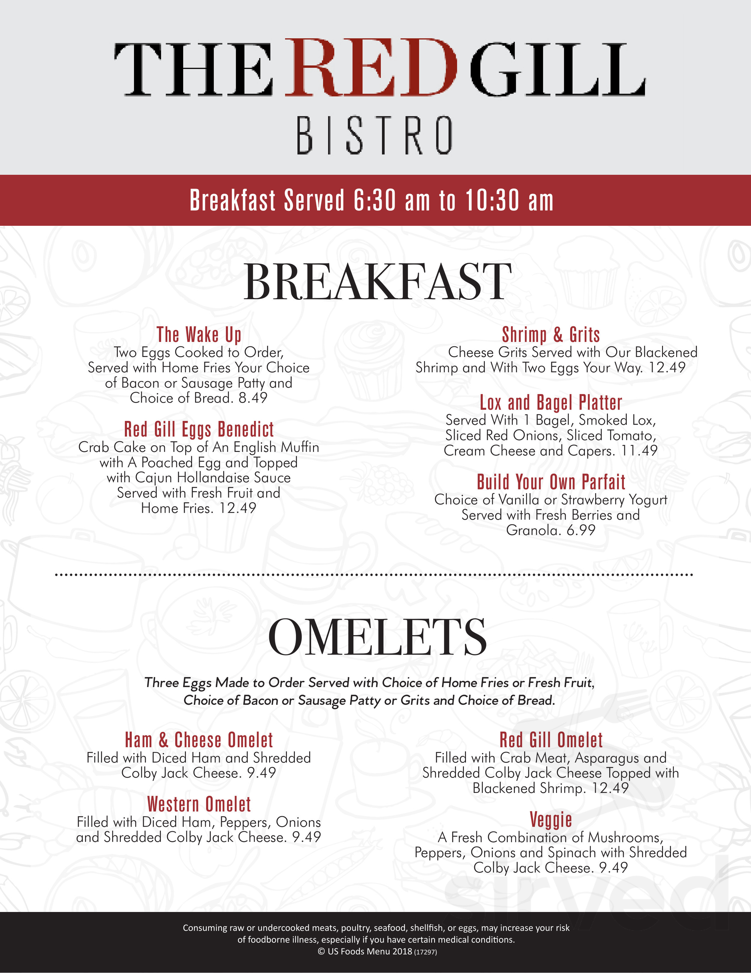 Menu - Jacksonville FL's The Red Gill Bistro | Sirved