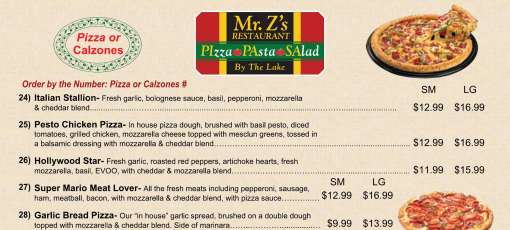 Menu for Mr. Z's By The Lake in Chepachet, RI | Sirved