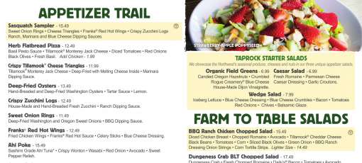 Menu for Taprock Northwest Grill in Grants Pass, OR | Sirved