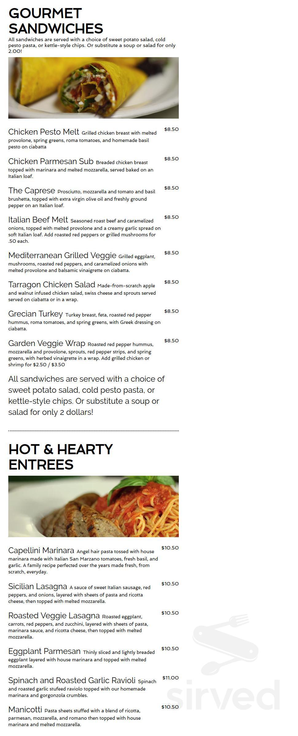 Bella Bella menu in Tallahassee, Florida, USA