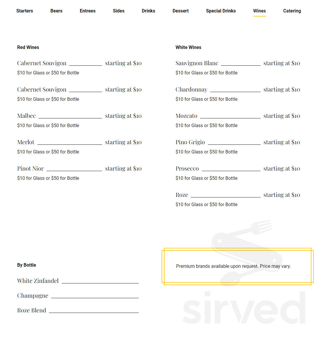 Yah Mon Caribbean Restaurant menu in Tampa, Florida, USA