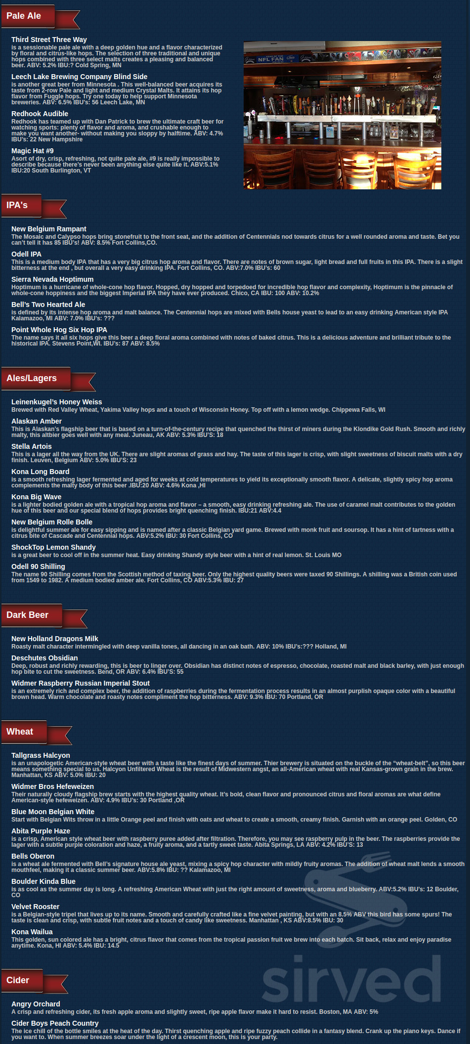 G Allen's Restaurant and Sports Bar menu in Sartell, Minnesota, USA