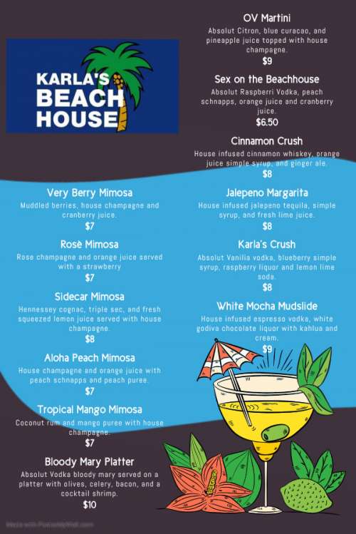 Karla's Beach House menu in Norfolk, Virginia, USA
